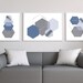 Geometric Silver Wall Art Set of 3, Scandinavian Art, Modern Decor ...