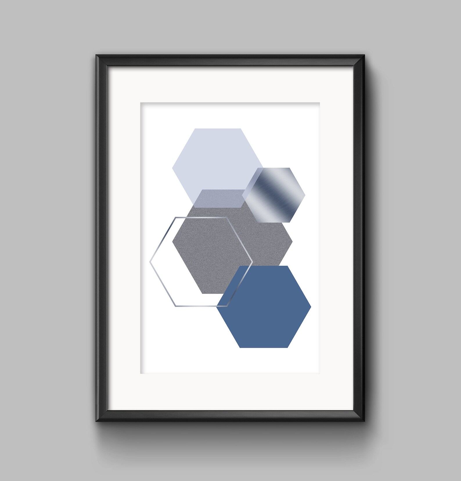 Geometric Silver Wall Art Set of 2, Scandinavian Art, Modern Decor ...