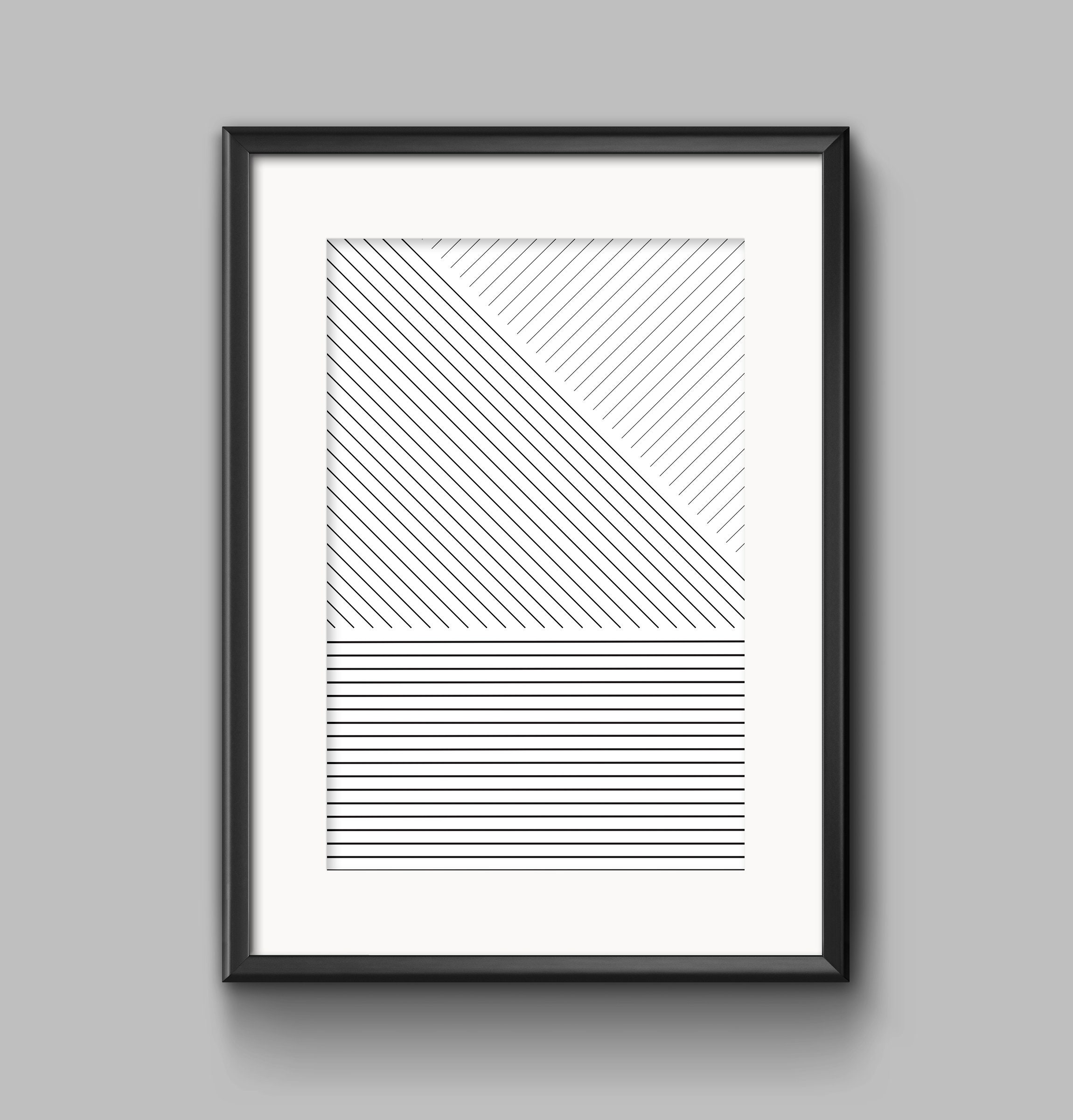 Geometric Printable Art Set of 3 Black and White Stripes - Etsy