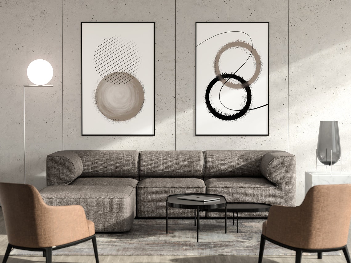 Modern Neutral Abstract Art Set of 3 Printable Watercolor - Etsy