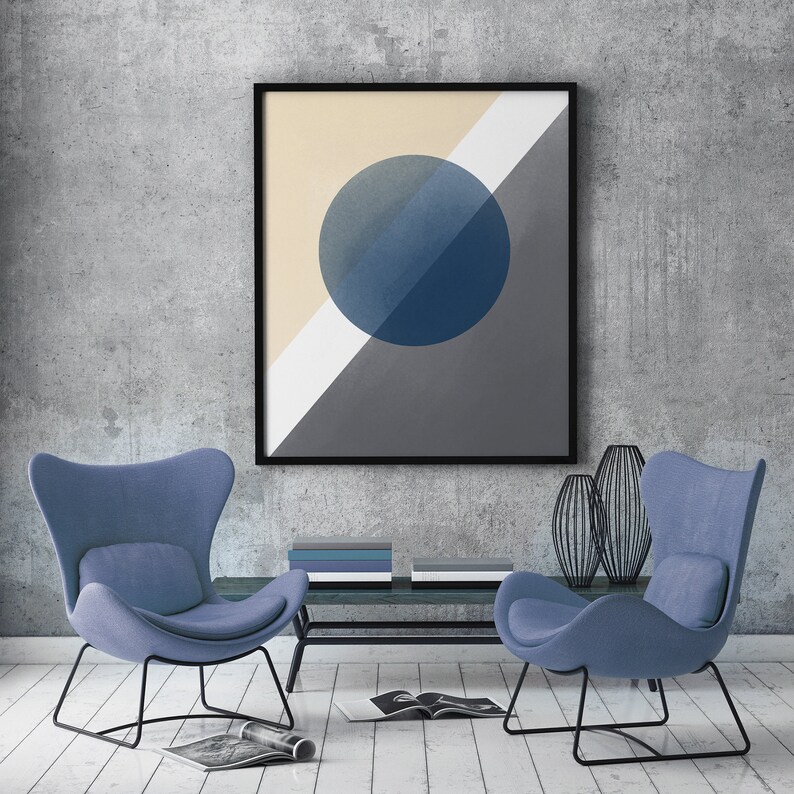 Blue Gray and Tan Wall Art Set Printable Art Scandinavian | Etsy