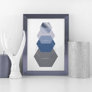 Geometric Silver Wall Art Set of 3, Scandinavian Art, Modern Decor ...