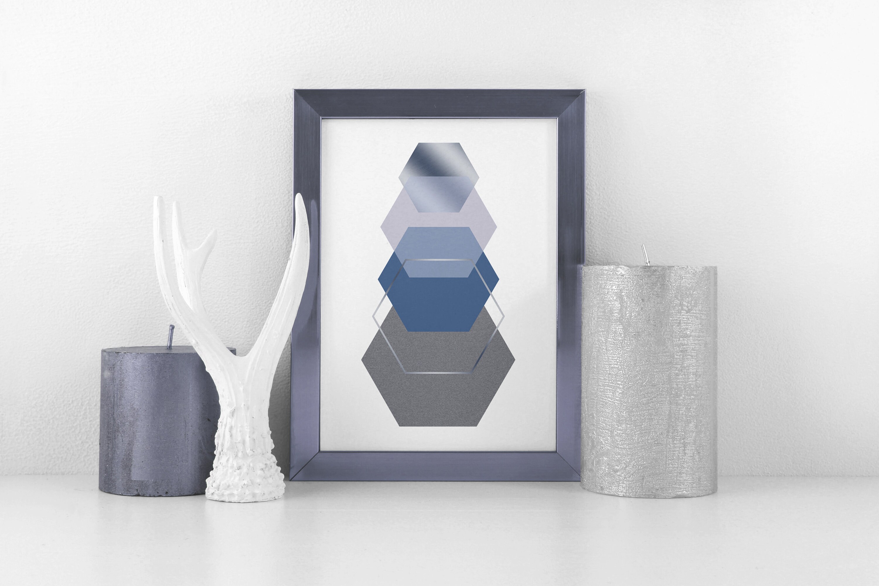 Geometric Silver Wall Art Set of 3, Scandinavian Art, Modern Decor ...