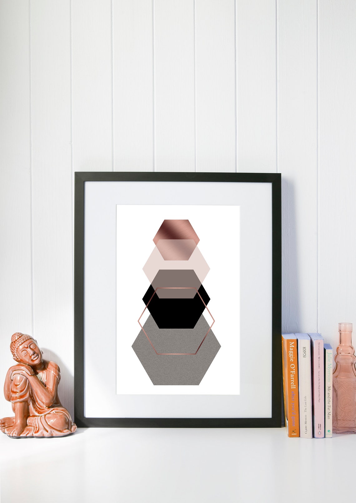 Geometric Rose Gold Wall Art Set of 2 Scandinavian Art - Etsy
