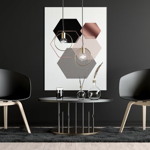 Modern Geometric Wall Art, Rose Gold Printable Art, Scandinavian Art ...
