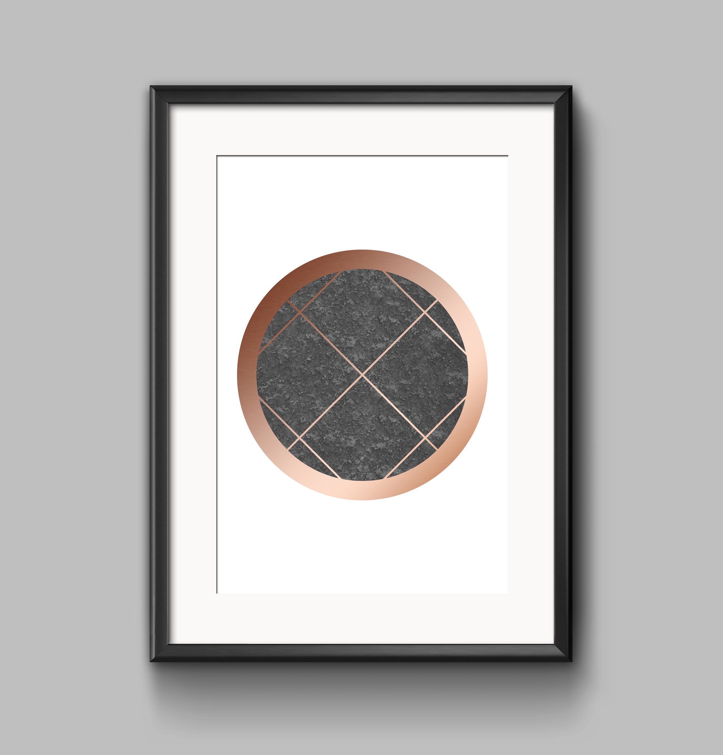 Geometric Rose Gold Printable Wall Art Set of 3, Scandinavian Art ...