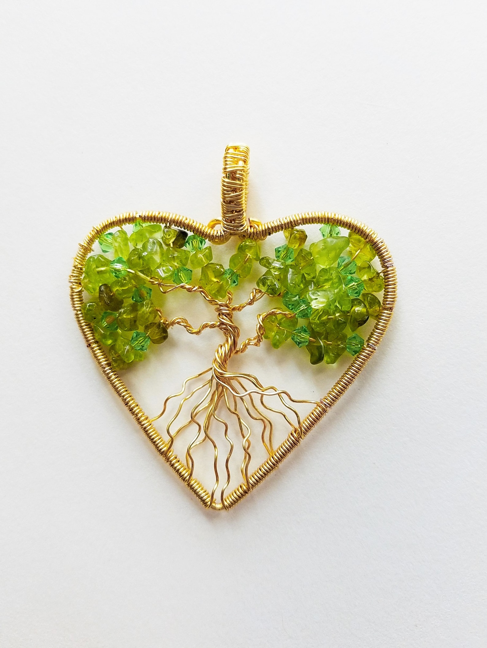 Wire Wrapped Tree of Life Pendent Circle Heart With Chain - Etsy