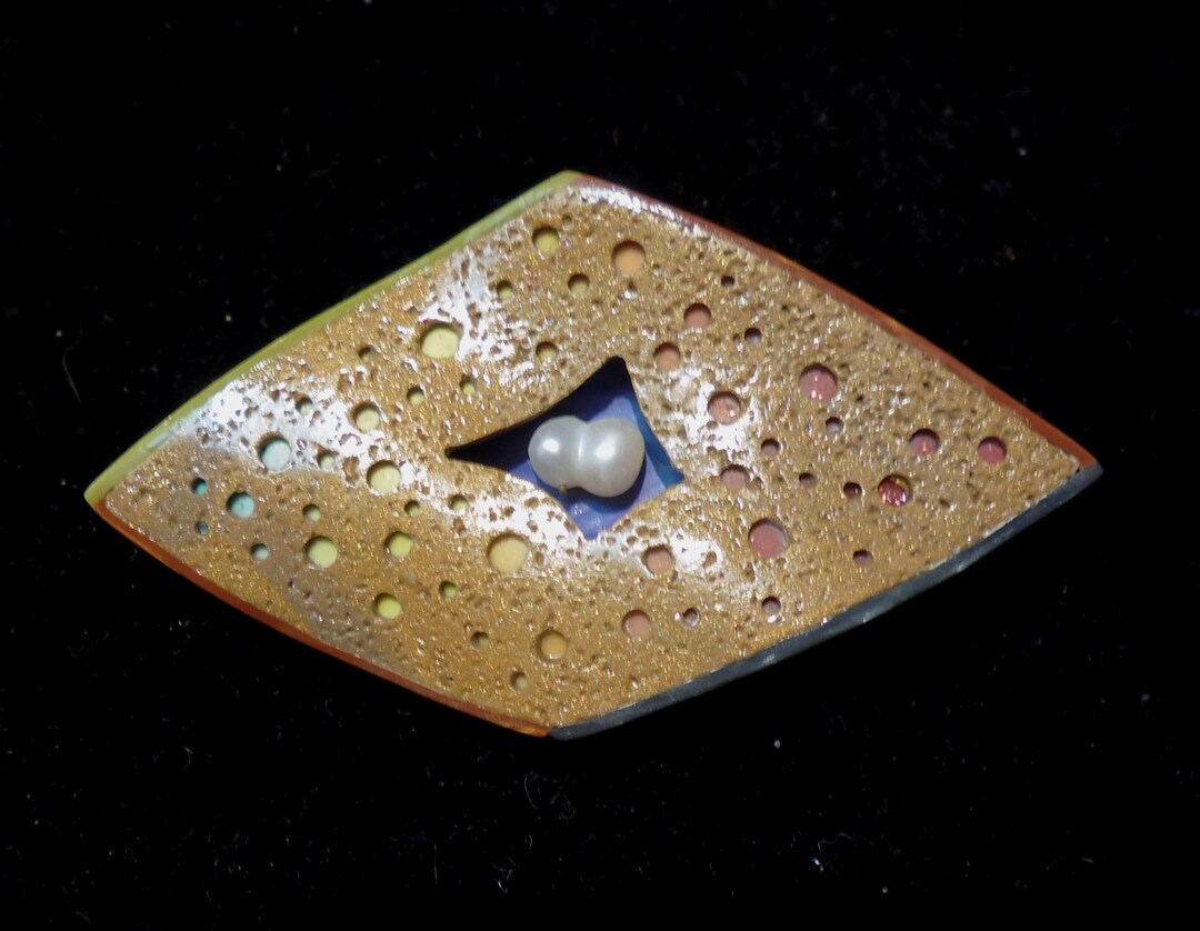 One-of-a-kind Brooch, Polymer Clay and Pearls, Artist Unknown 74x42x10 ...