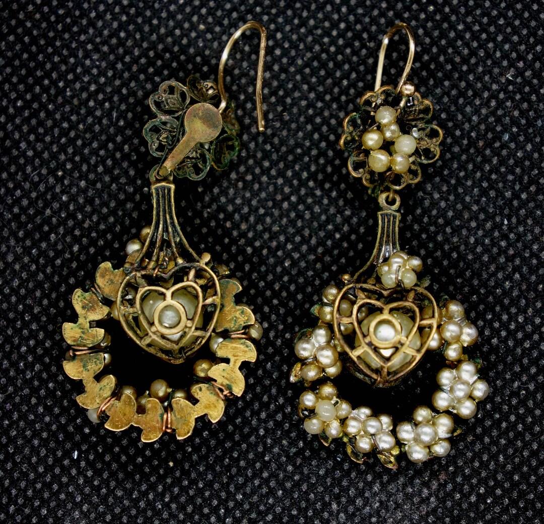 Pendant, Very Old Unknown Metal With "pearls". 1 3/4" Long - Etsy