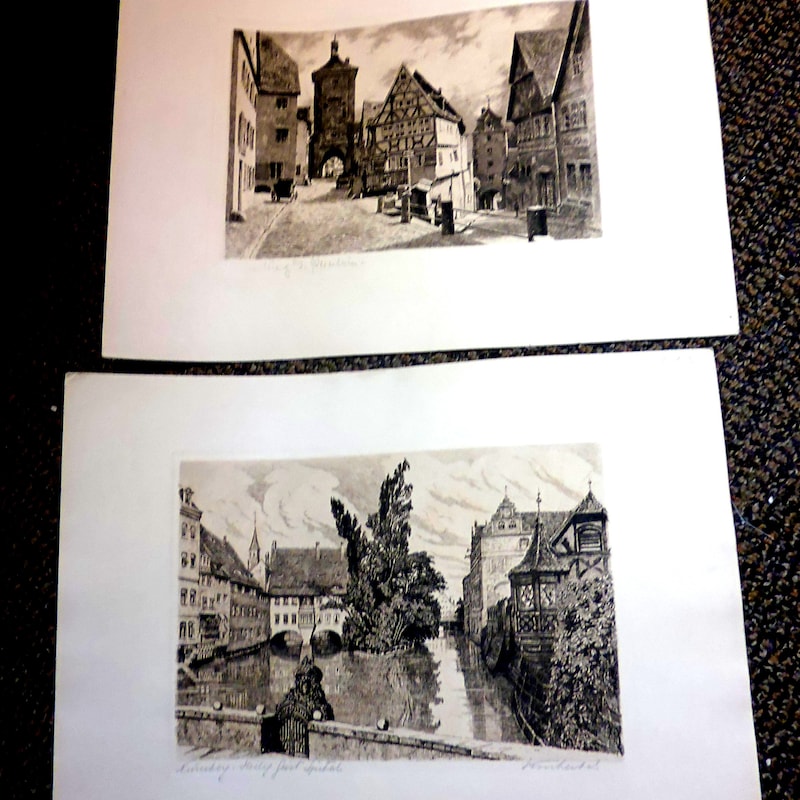 Pair of Antique Etching - Etsy