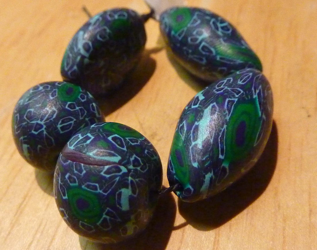 Poly Set 12 -- Set of 5 Polymer Beads. - Etsy