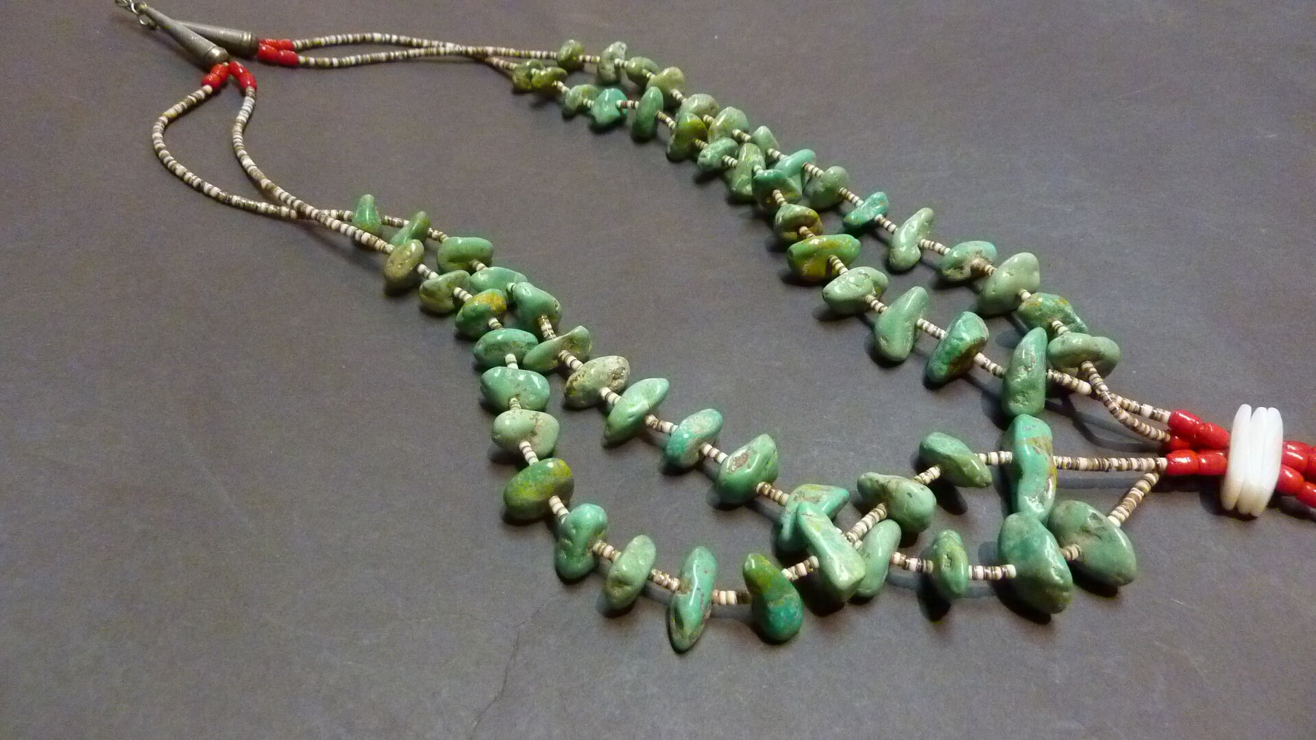 Traditional Native American Turquoise Necklace, With Shell Heishi and ...