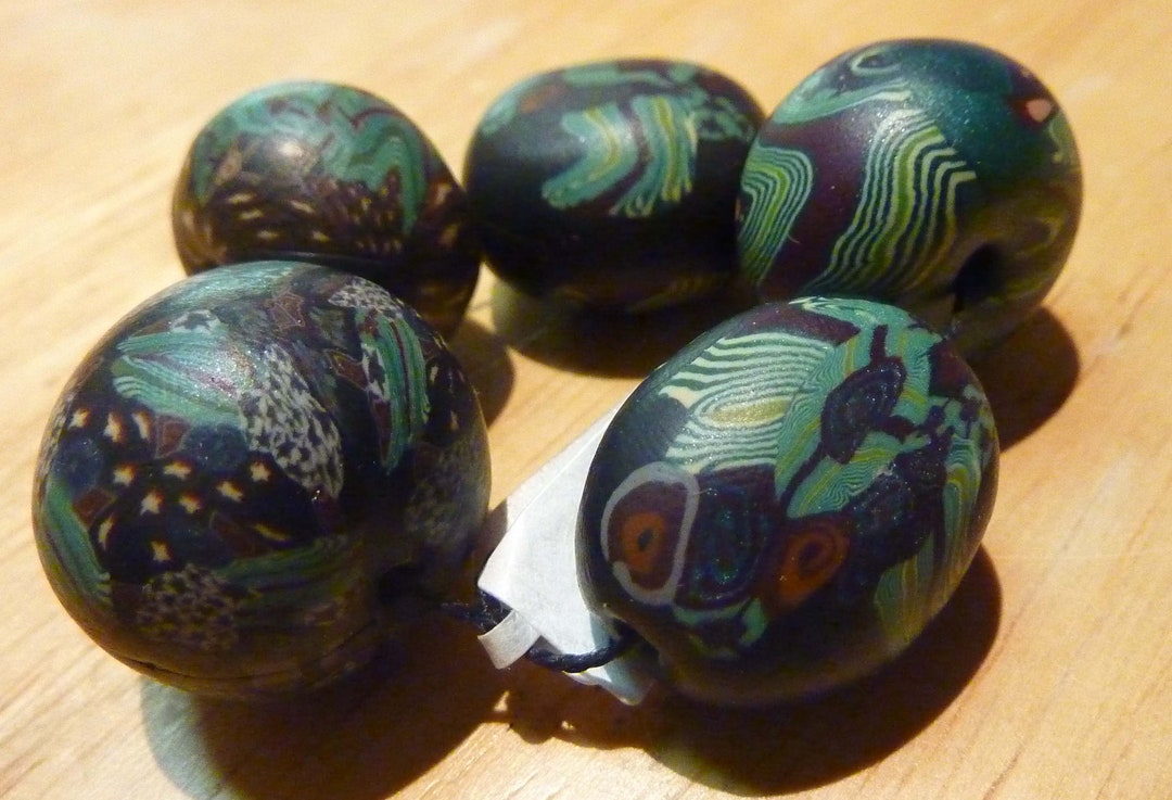 Poly Set 11 -- Set of 5 Polymer Beads. - Etsy