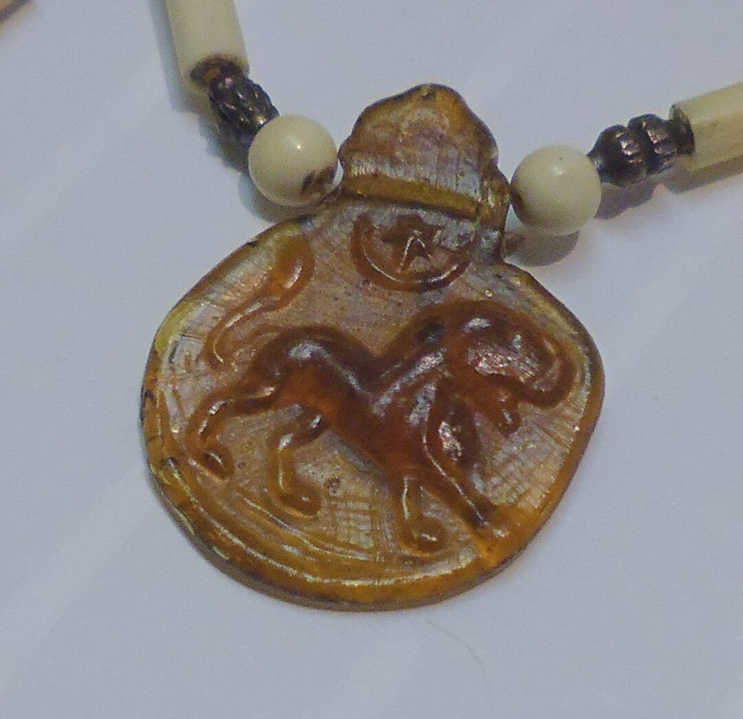 Ancient Roman, 100 AD. Glass Pendant, Lion Image, 24x19x2mm ...