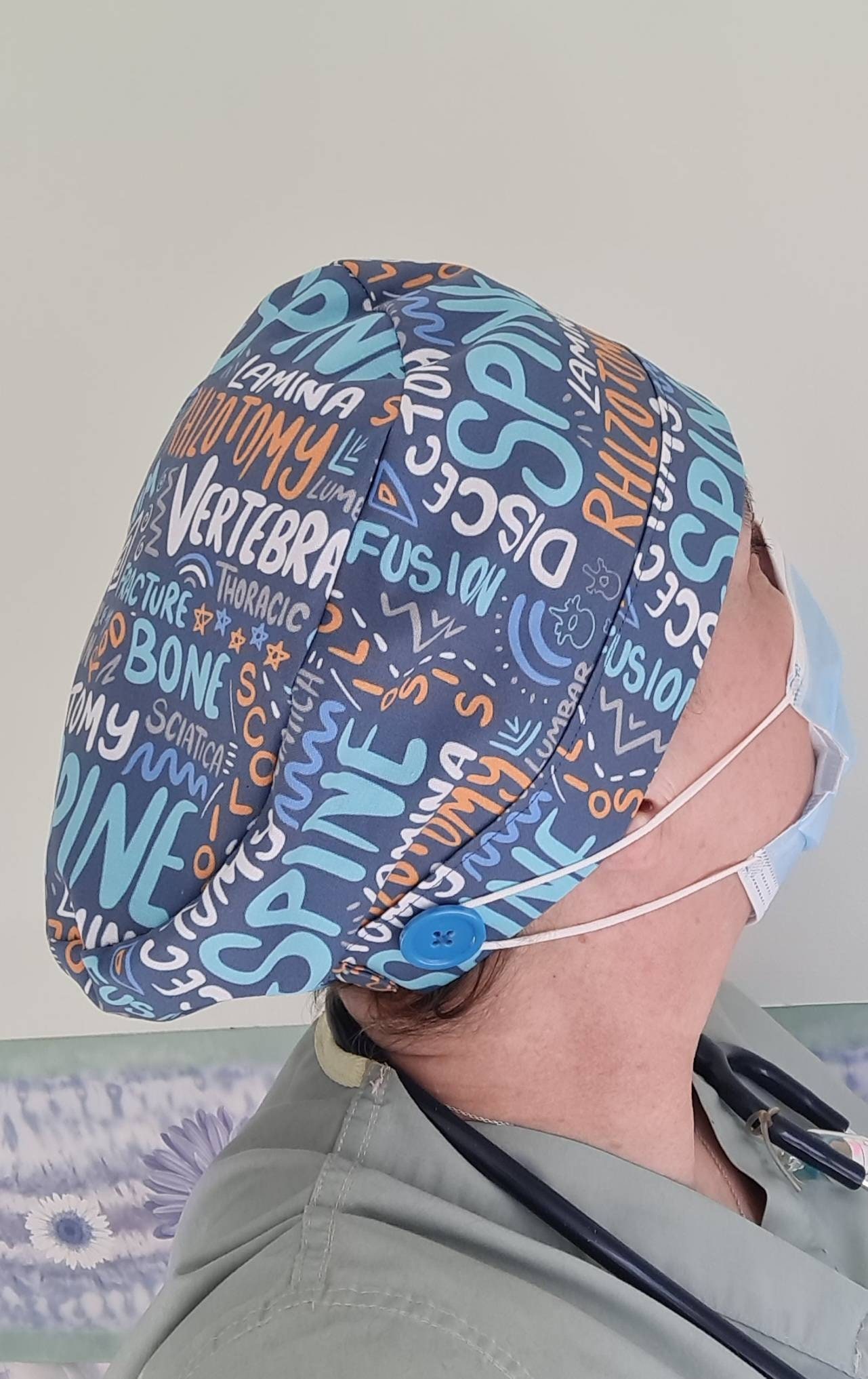 Scrub Cap With Buttons, Women's Medical Cap, Surgical Cap, Neuro ...