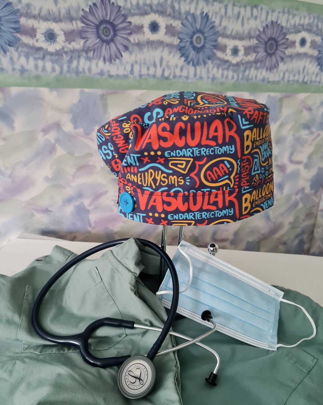 Scrub Cap With Buttons, Women's Medical Cap, Surgical Cap, Operating ...