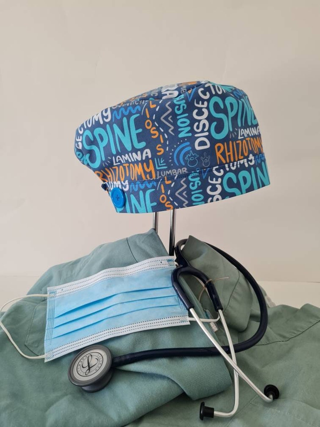 Scrub Cap With Buttons, Women's Medical Cap, Surgical Cap, Neuro ...