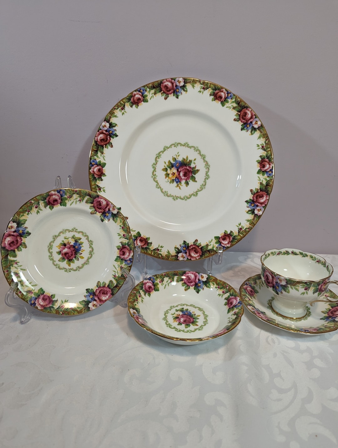 Paragon Tapestry Rose Dinnerware Set - Etsy