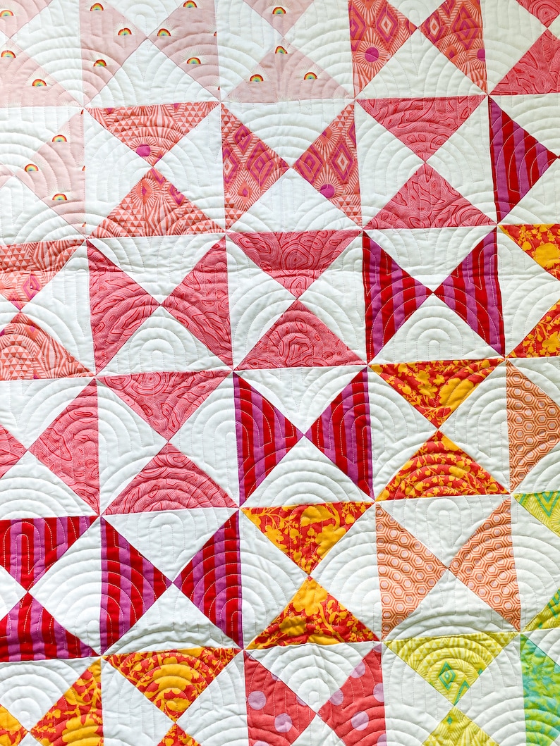 Quilt of Many Colors PDF Quilt Pattern | Rainbow Quilt Pattern ...