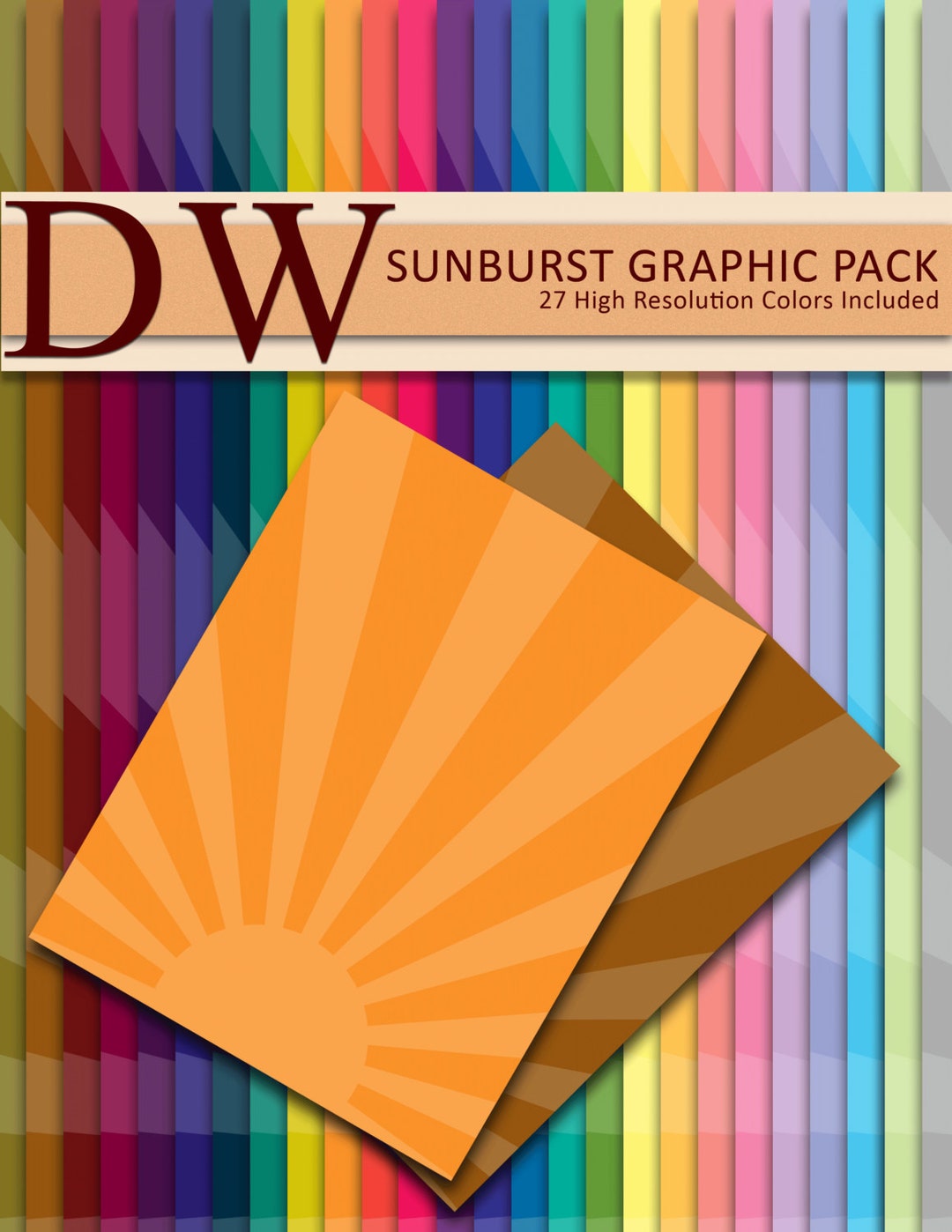 Sun - Sun Rays - DIGITAL Background, Scrapbooking - Sunburst in 27 ...