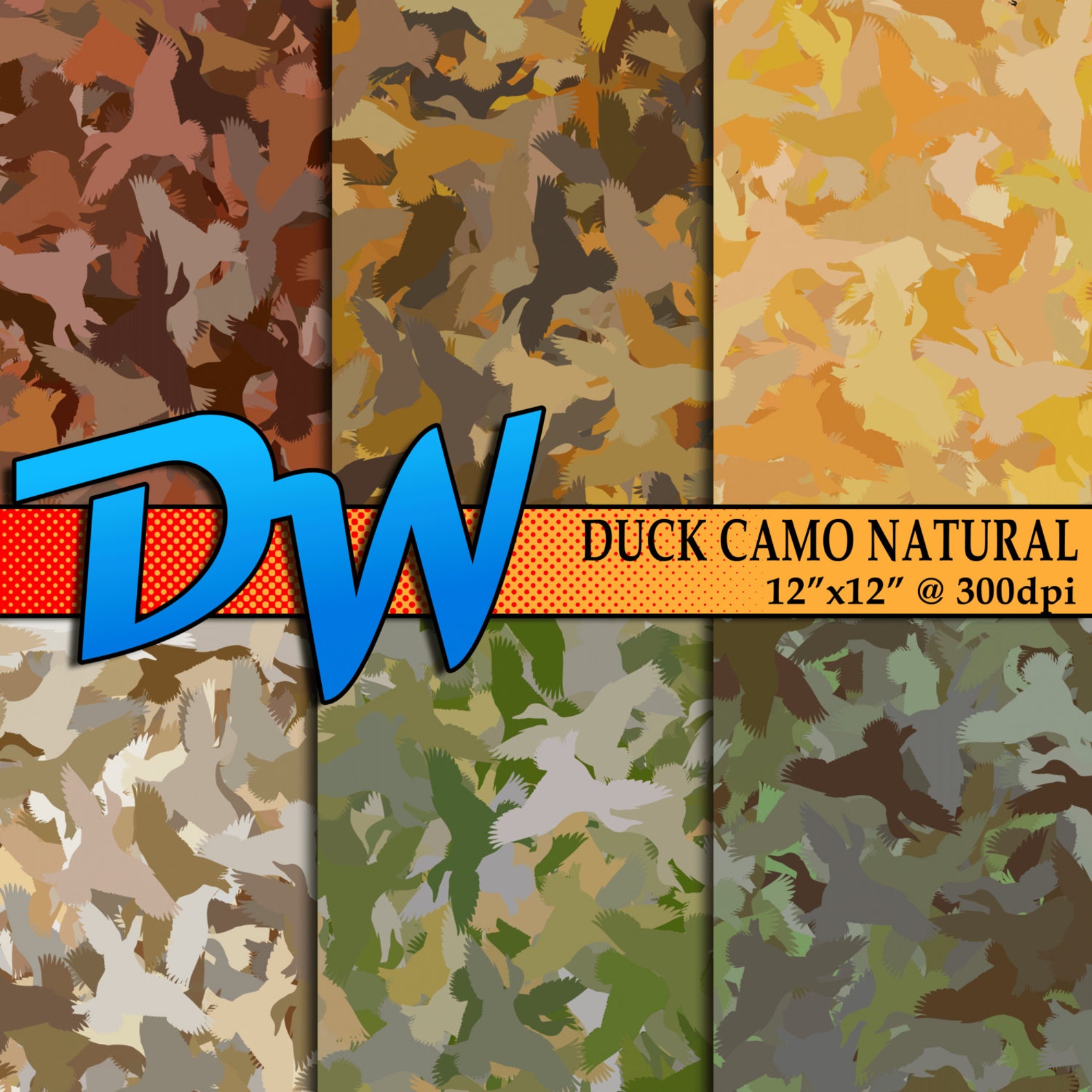 Duck Camouflage / Camo Natural Colors - Digital Paper - Deal on 6 High ...