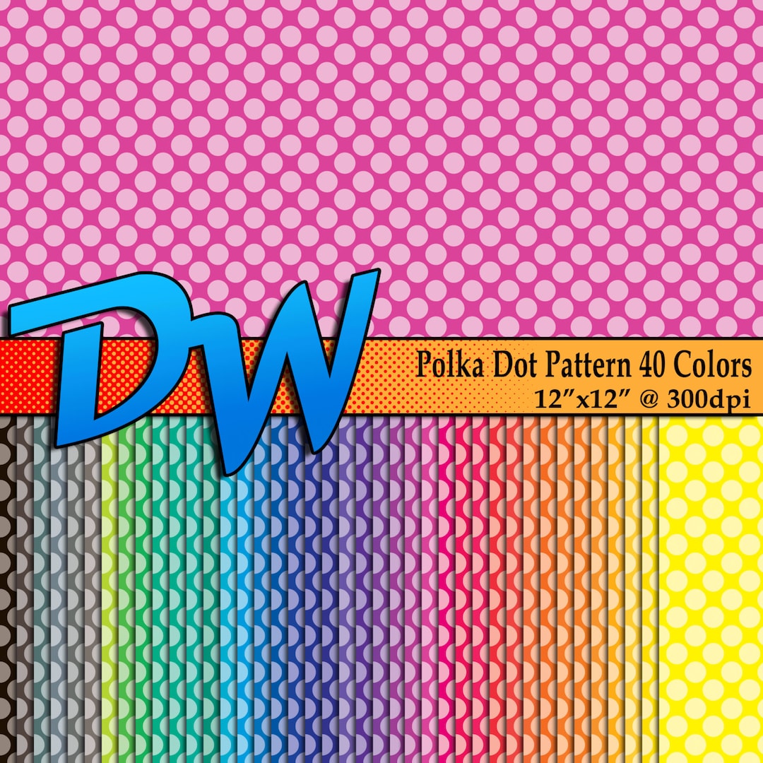 Polka Dot Pattern - 40 Different Color Sheets - High Resolution Digital ...