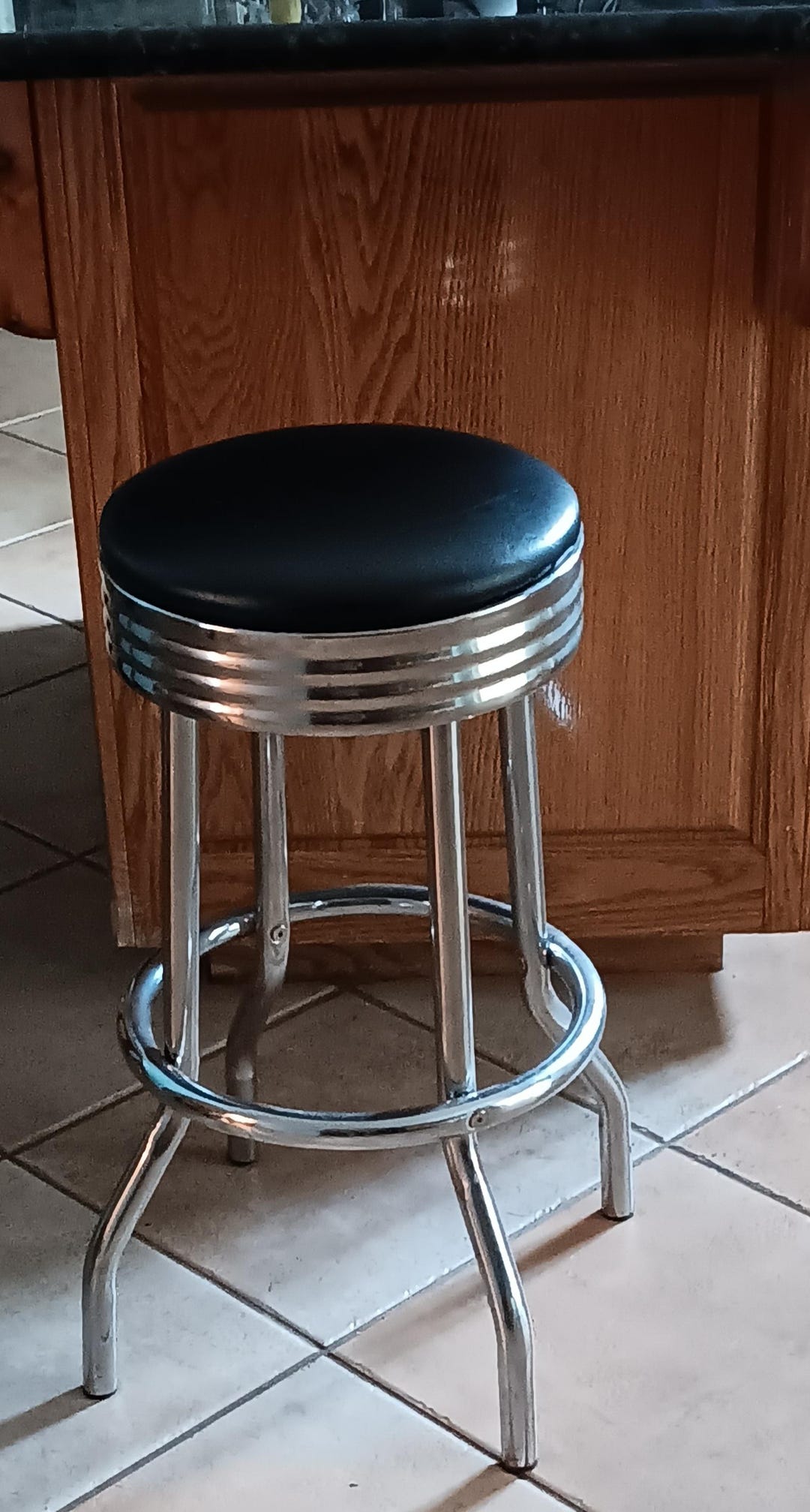 Chrome Stool, Vtg Styled Chrome Stool, Coffee Shop Stool, Shop Chair ...