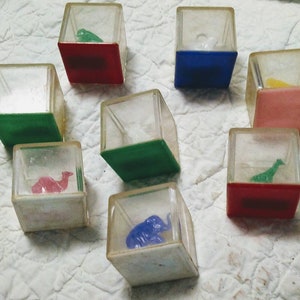 Vintage Clear Blocks, Set of 8 Toy Rattle Blocks, Mid-century Building ...