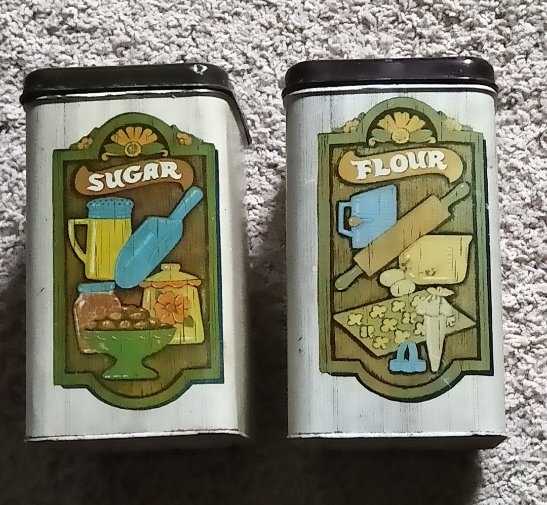 Homeware, Kitchen Flour Sugar Metal Canisters, Metal Flour Container ...