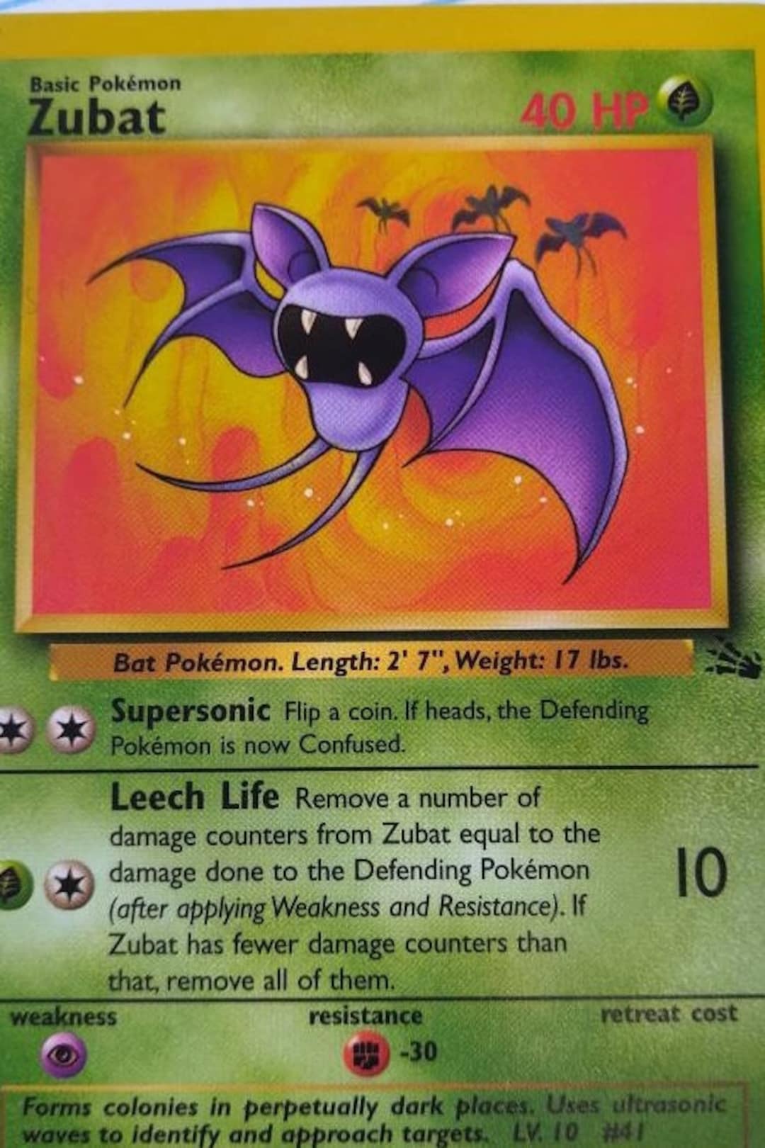 Pokemon Zubat 57/62, Vintage Shadow Unlimited, Collectible Pokemon Card ...