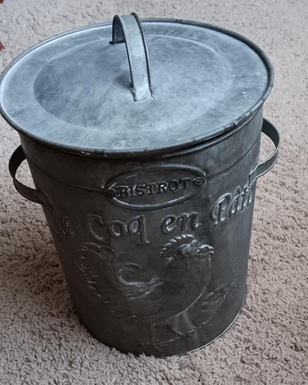 RARE Coq En Paste Bistrot Brand Metal Can, Primitive Farm Kitchen ...