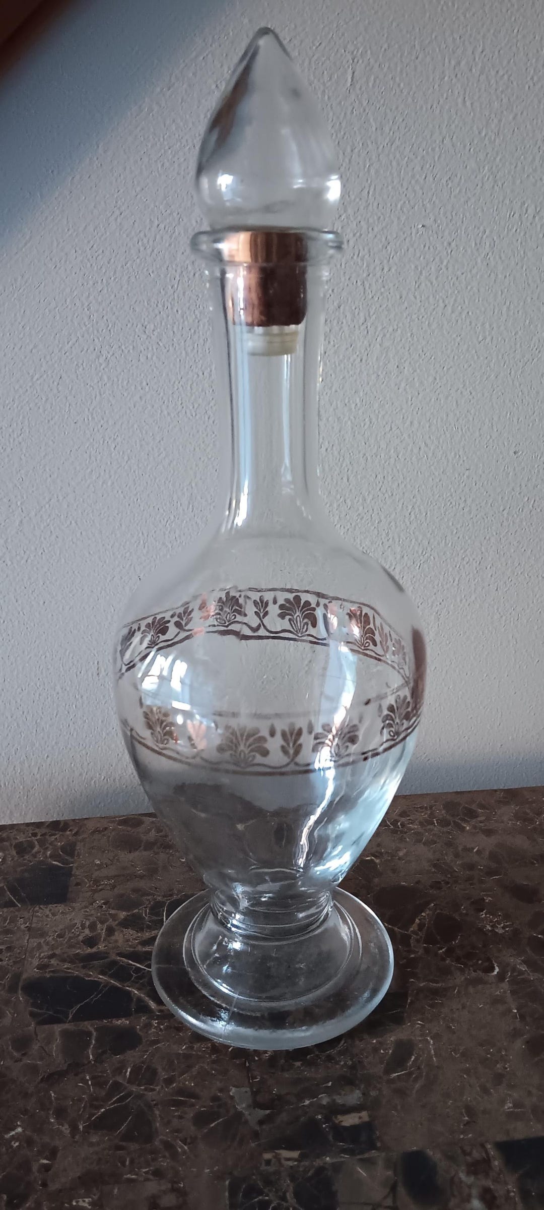 Vintage Glass Decanter, Antique Gold Decorative Glass Bottle ...