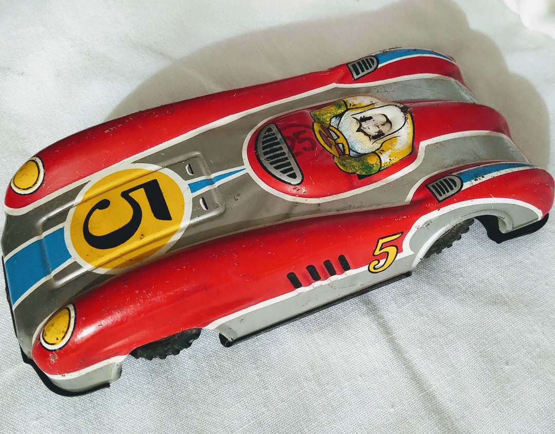 Friction Toy Race Car Made in Japan, Mercedes??, Vintage T.T. Tin Litho ...