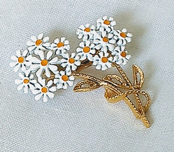 Vintage enamel flower pin - Gem
