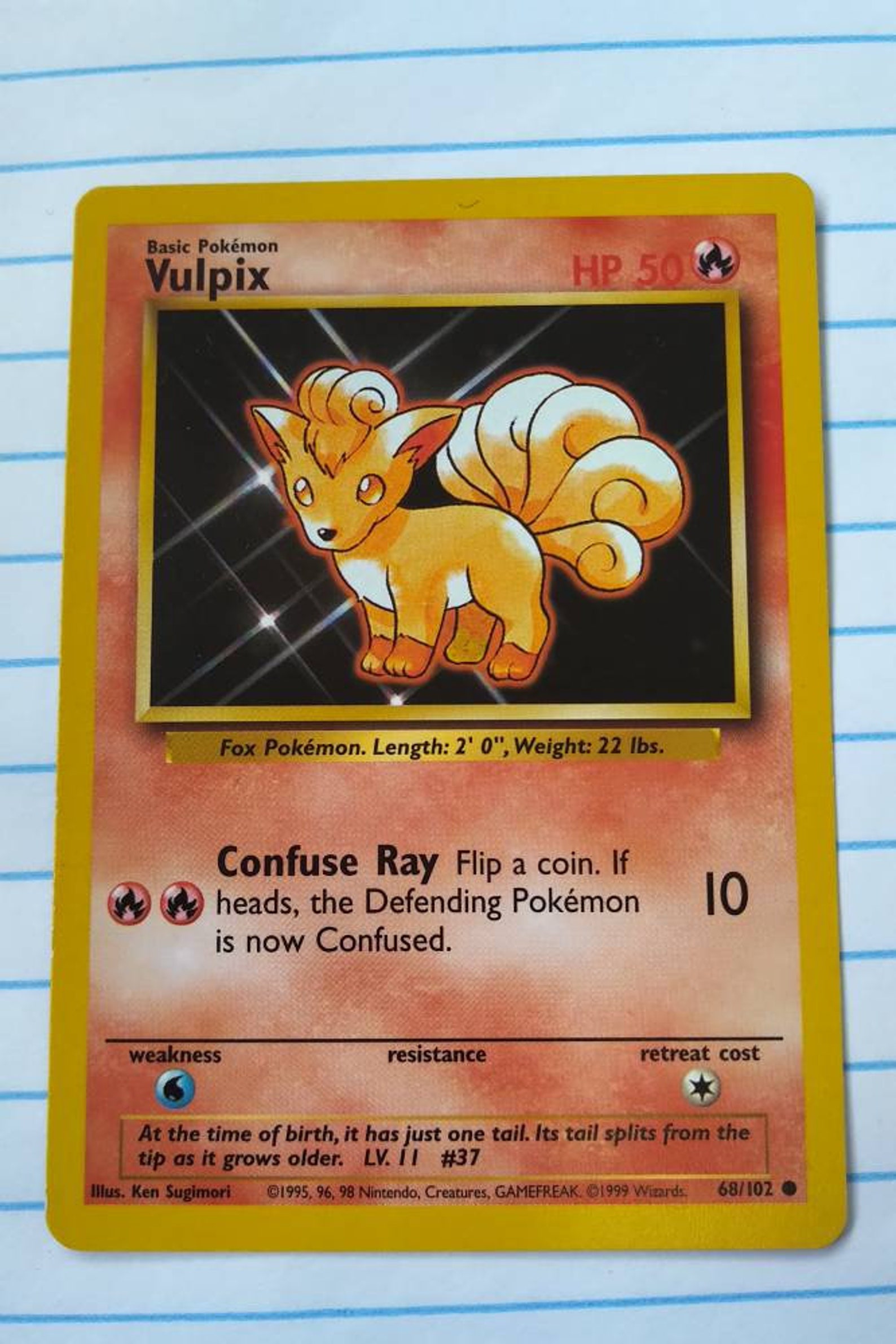 Vulpix Vintage Shadow Unlimited Pokemon Card 1999 1st - Etsy