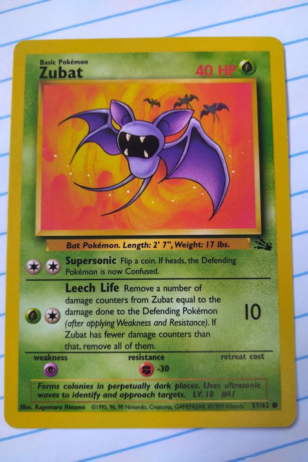 Pokemon Zubat 57/62 Vintage Shadow Unlimited Sammlerstück - Etsy.de