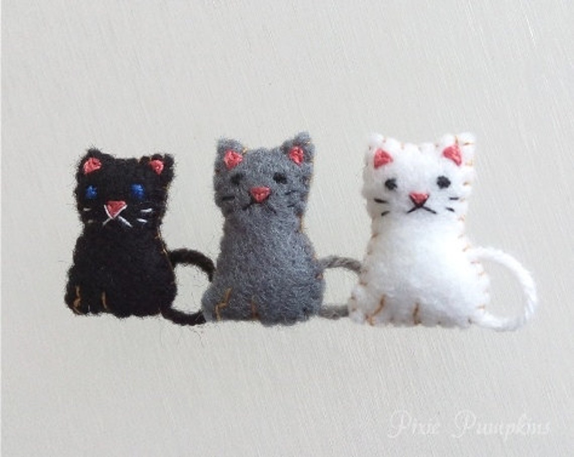 Tiny Cat Stuffed Animal Miniature Felt Kitty Handmade Plush - Etsy