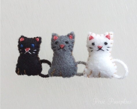 Tiny Cat Stuffed Animal Miniature Felt Kitty Handmade Plush - Etsy