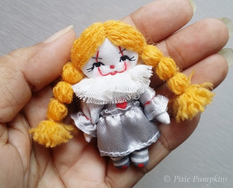 Doll Mini Pennywise Clown Girl Plush Handmade Creepy Clown - Etsy