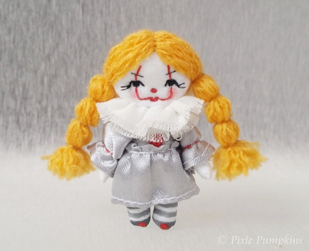Doll Mini Pennywise Clown Girl Plush Handmade Creepy Clown Ooak ...