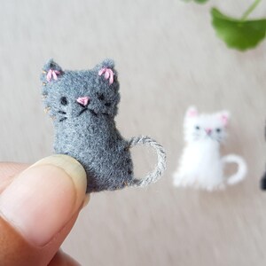 Tiny Cat Stuffed Animal, Miniature Felt Kitty, Handmade Plush ...