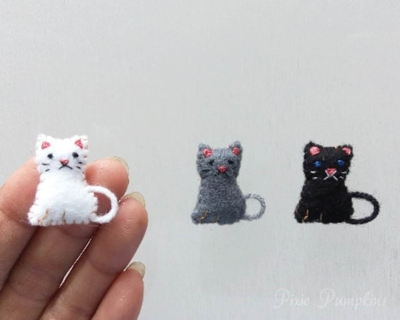 Tiny Cat Stuffed Animal Miniature Felt Kitty Handmade Plush - Etsy
