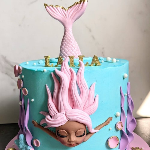Fondant Mermaid Cake Set - Etsy
