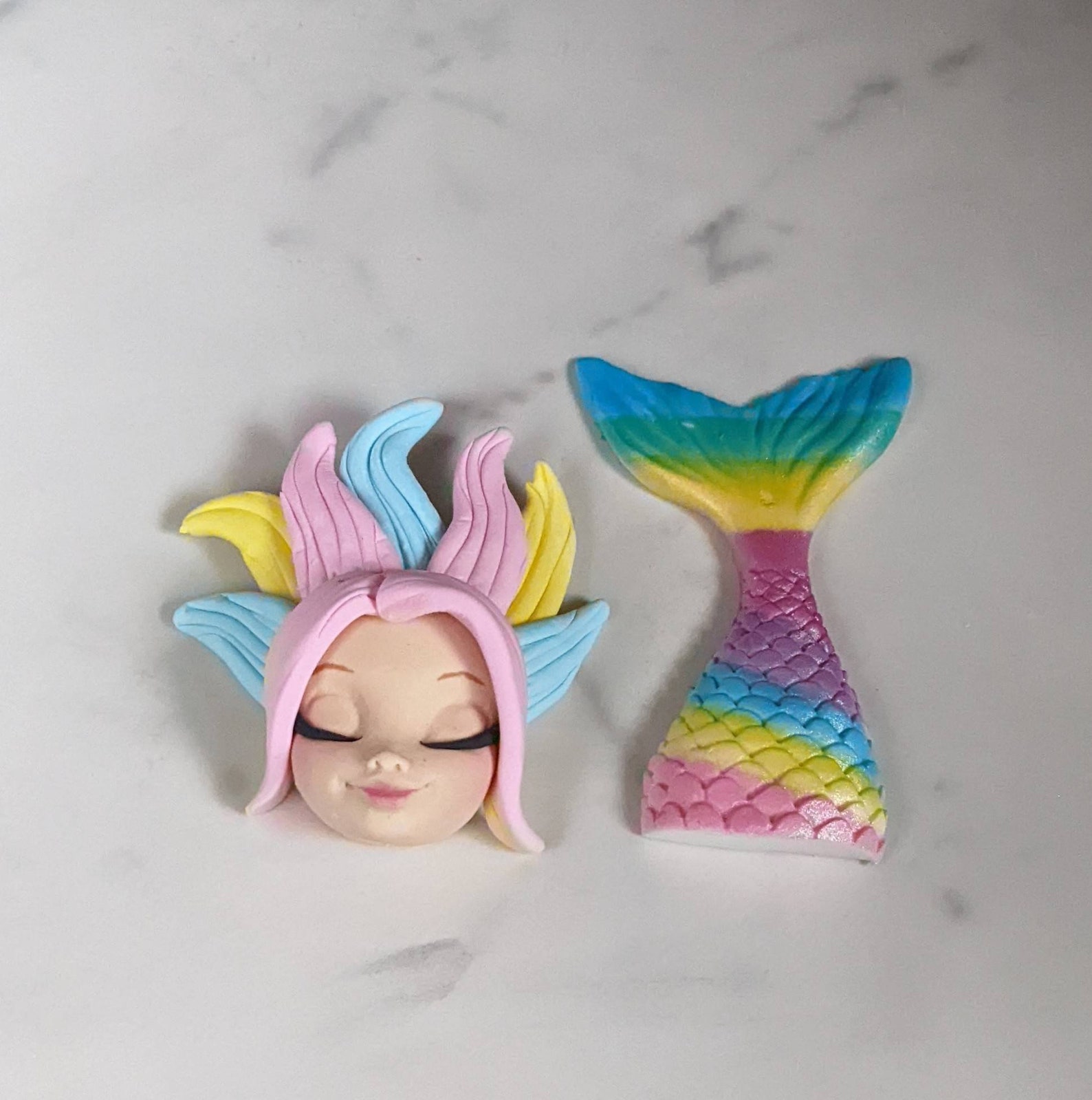 Fondant Mermaid Cake Set - Etsy