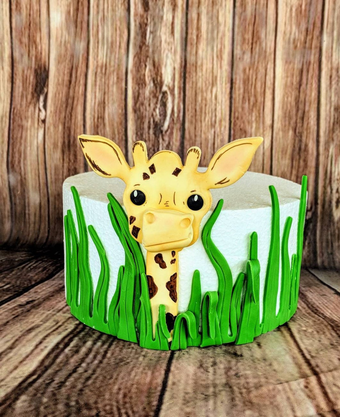Fondant Giraffe Cake Topper Set With Grass - Etsy