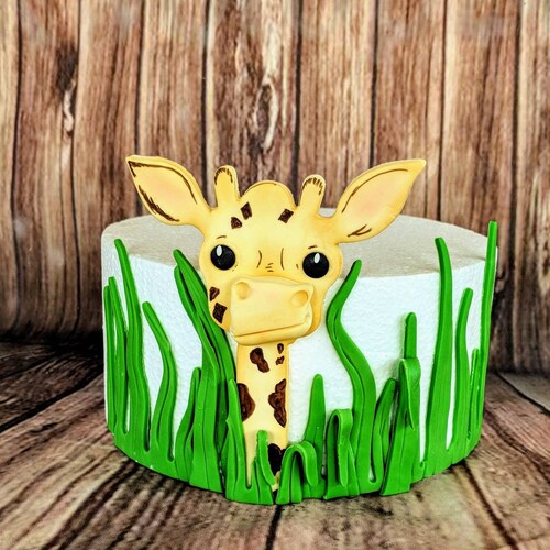 Fondant Giraffe Cake Topper Set With Grass - Etsy