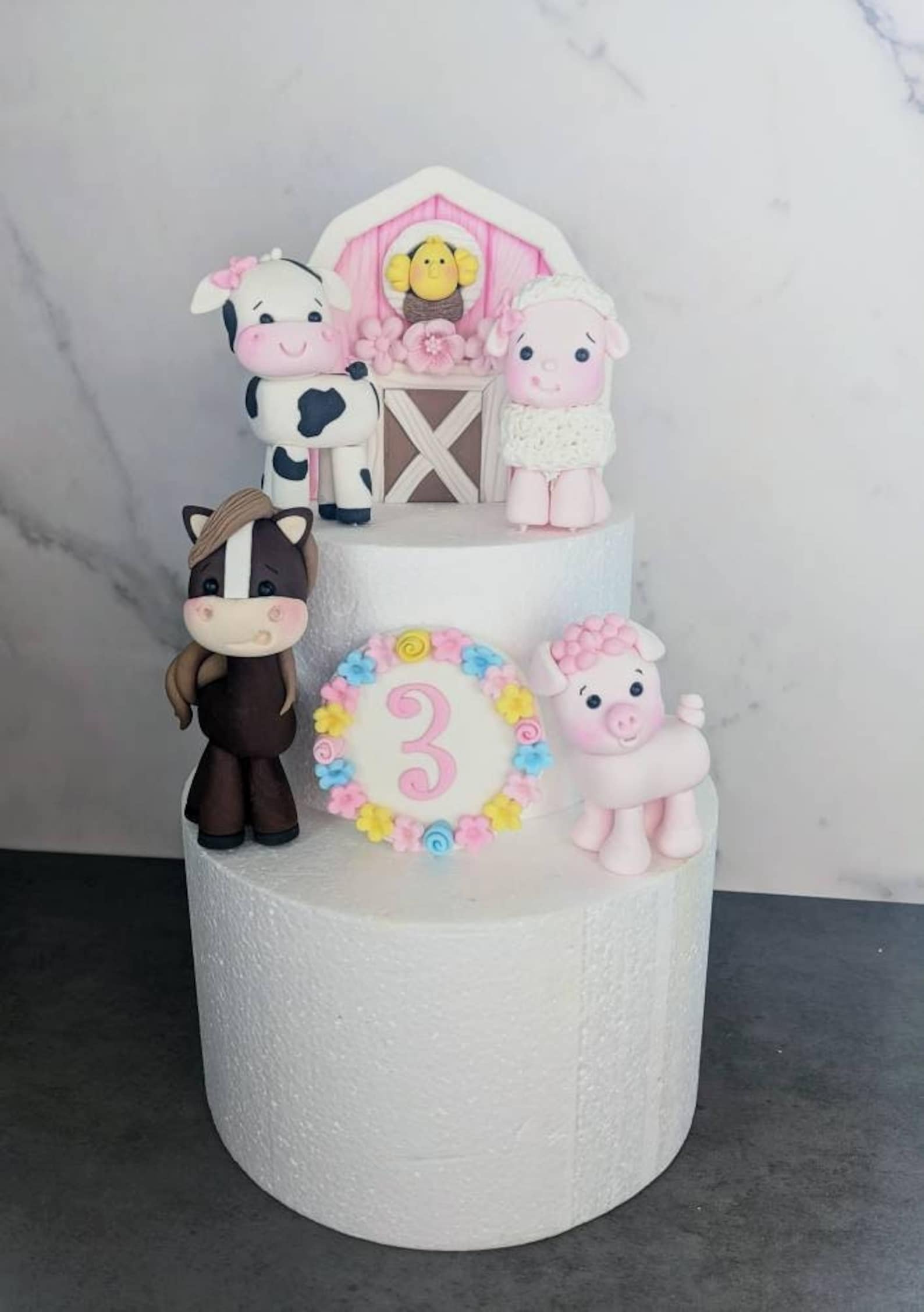 Fondant Farm Animals and Barn Cake Topper Set - Etsy