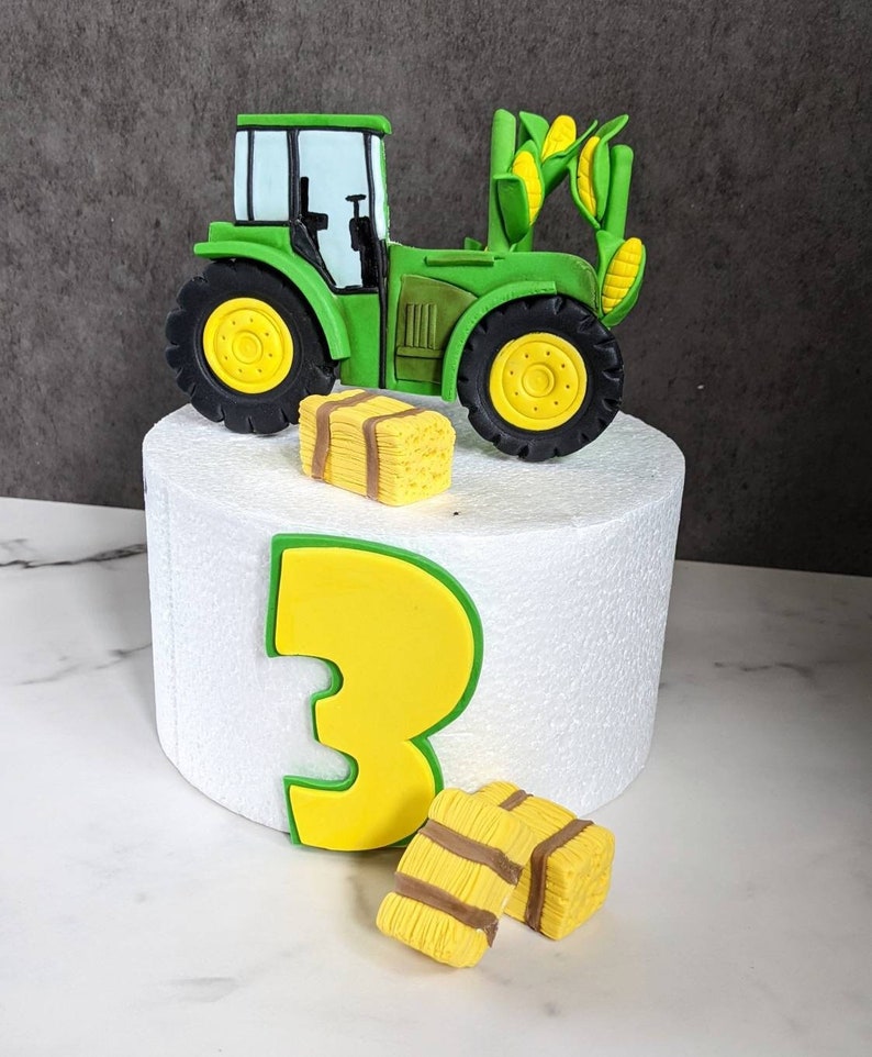 Fondant Tractor Set 2D Cake Topper - Etsy