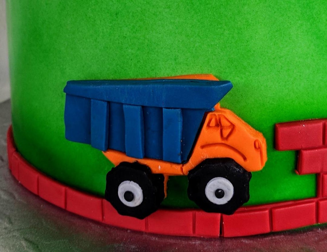 Fondant Construction Trucks Cake Topper Set - Etsy