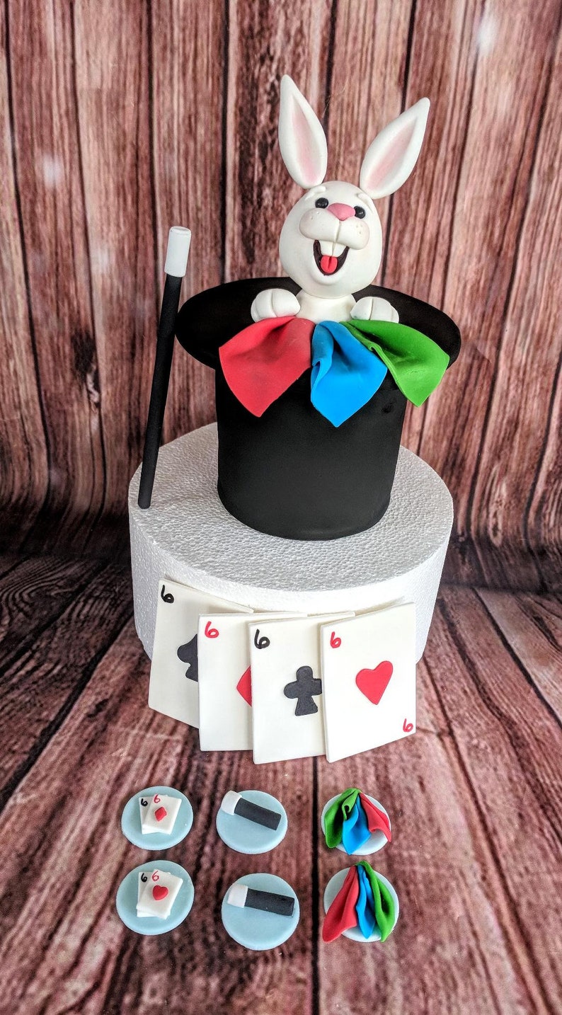 Fondant Magic Theme Cake Topper Set Magic Rabbit - Etsy